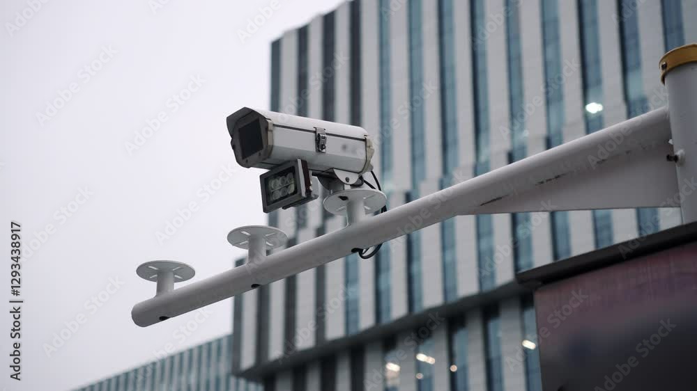 Close up CCTV camera with LED backlighting from below for monitoring ...
