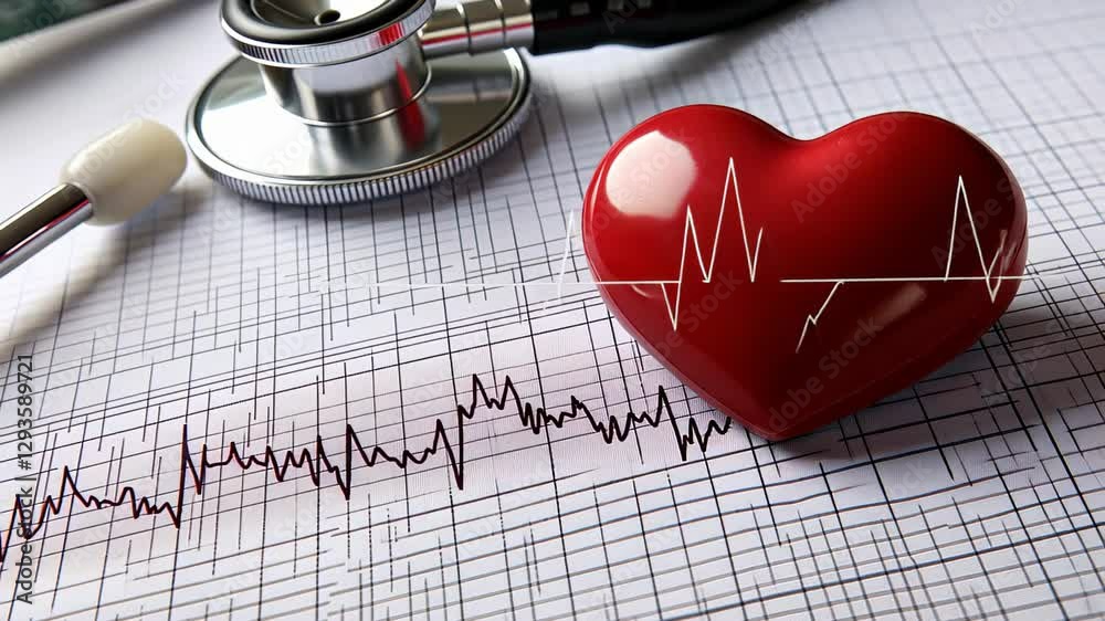 A symbolic representation of heart health featuring a red heart model ...