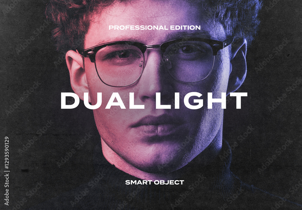 Dual Color Duotone Gradient Double Photo Effect Paper Texture Template ...