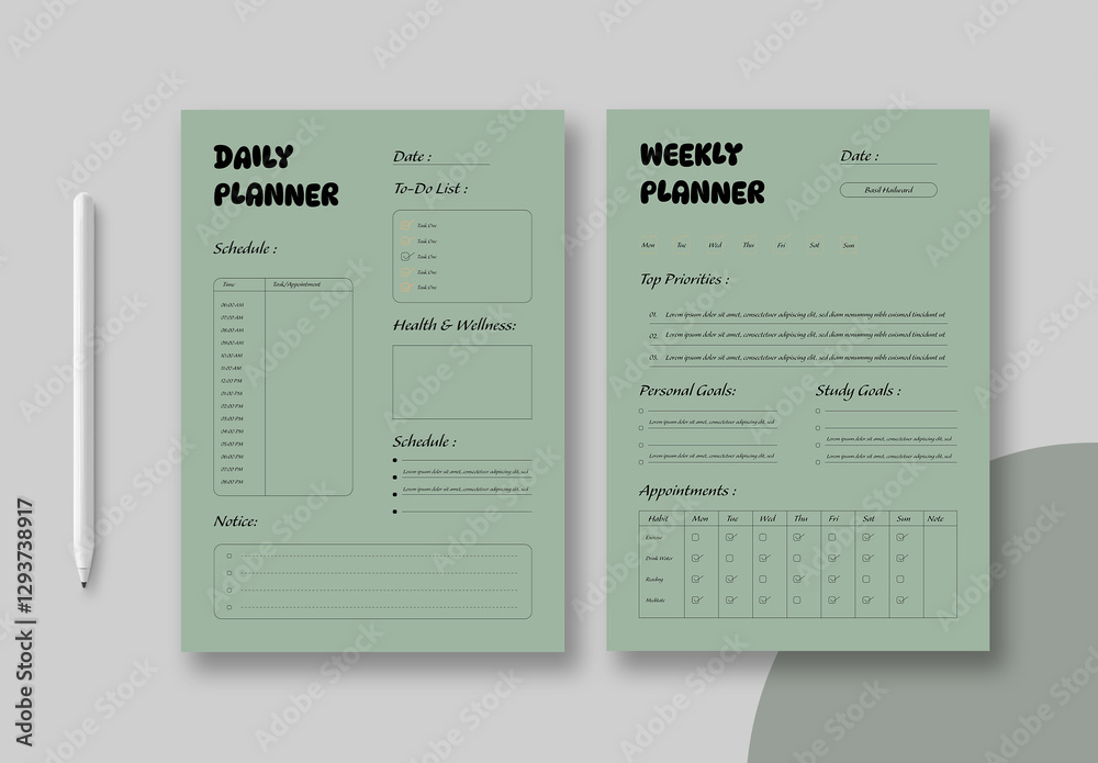 Minimal Planner Template Layout Stock Template | Adobe Stock