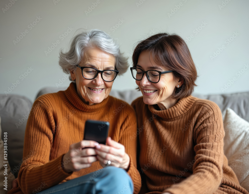 Poster Two women of different generations sit together – Wall Art ...