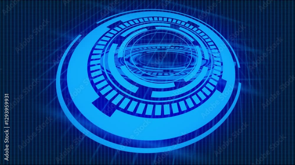 Technology Data Interface with Digital Code Elements, Futuristic HUD Display. Detailed radial ...