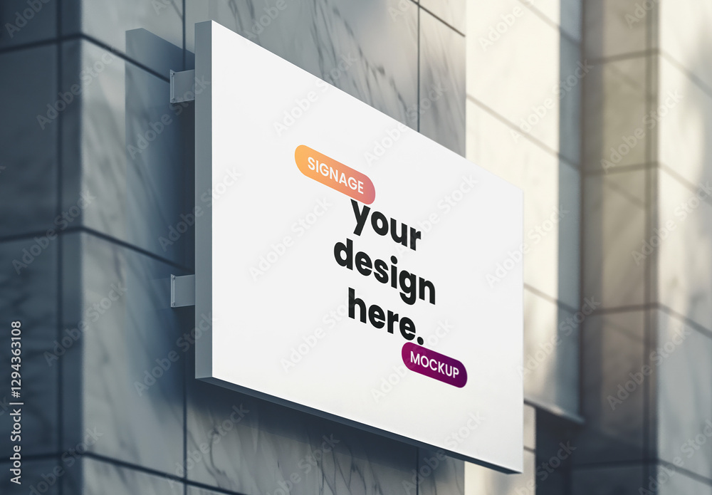 Outdoor Signage Mockup on Modern Building Wall with Natural Lighting ...