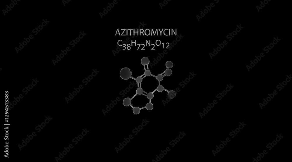 Azithromycin Molecule Structure Symbol animation on black background ...
