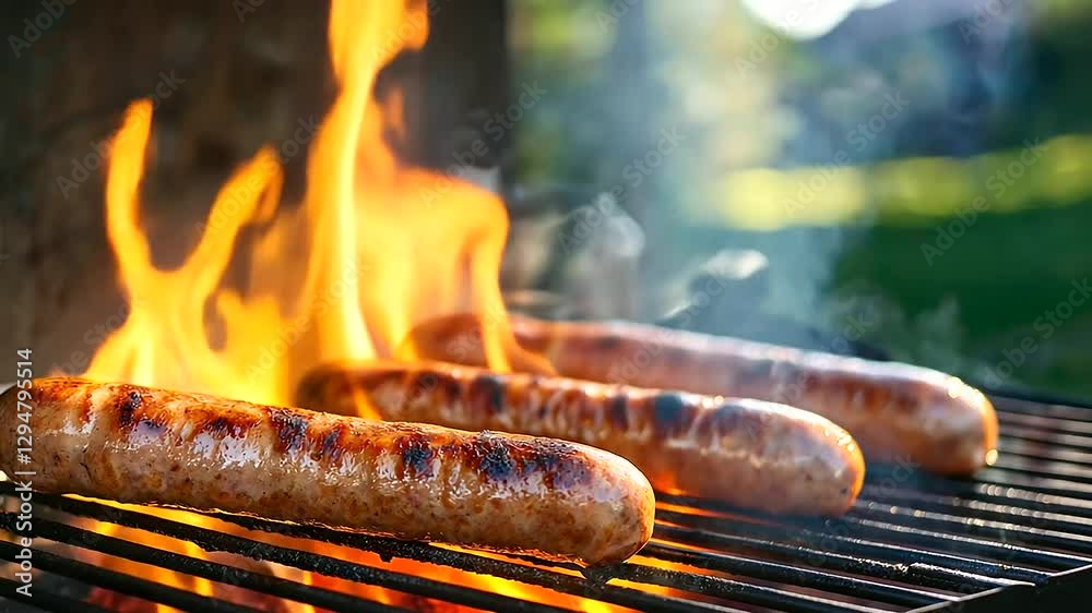Thick, juicy boerewors sausage sizzles on a traditional South African ...