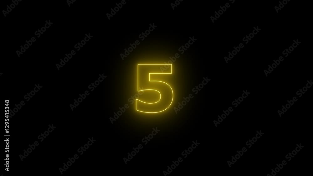 10 second countdown timer animation with neon number text glowing from ...