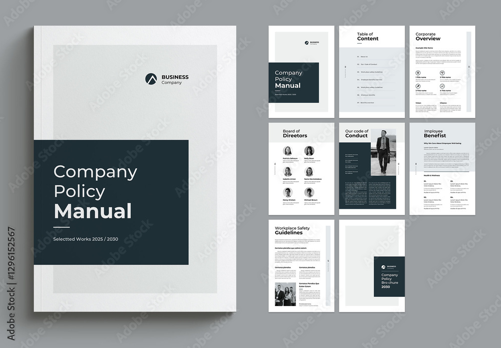 Company Policy Manual Brochure Layout Stock Template | Adobe Stock