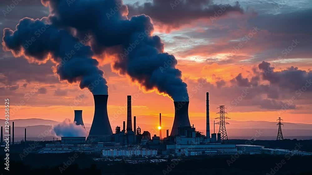 Factory Emissions: A dramatic capture of factory emissions billowing ...