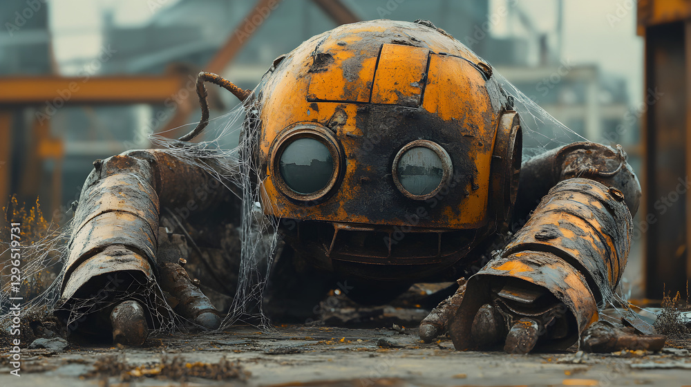 Photo & Art Print robot lying motionless in an abandoned factory ...