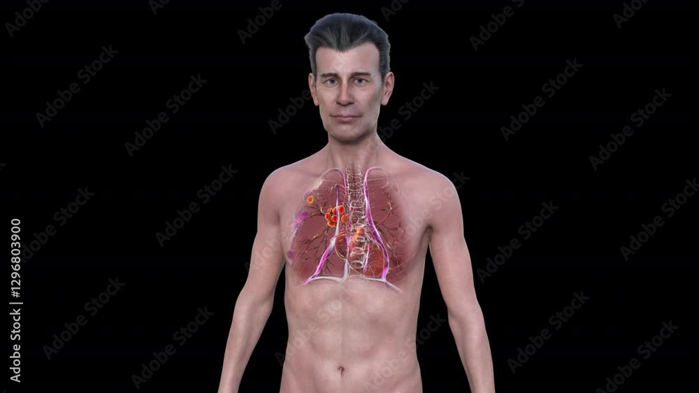 Primary lung tuberculosis in a man with the Ghon complex, 3D animation ...