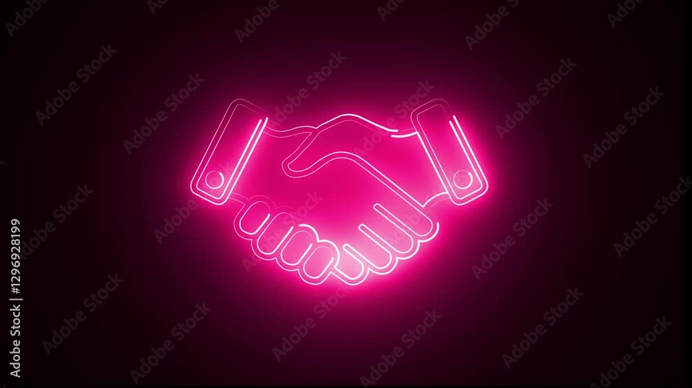Handshake symbol concept. Animation of shaking hands red color icon in ...