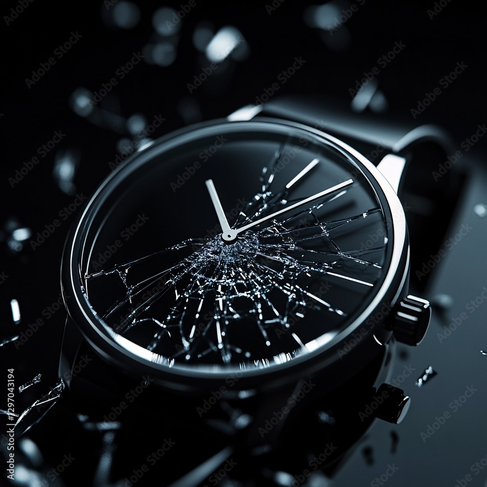 Fotografia Surreal clock gradually disintegrating, with numbers and ...