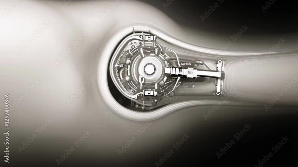 Biomedical animation showing an artificial hip replacement implant ...