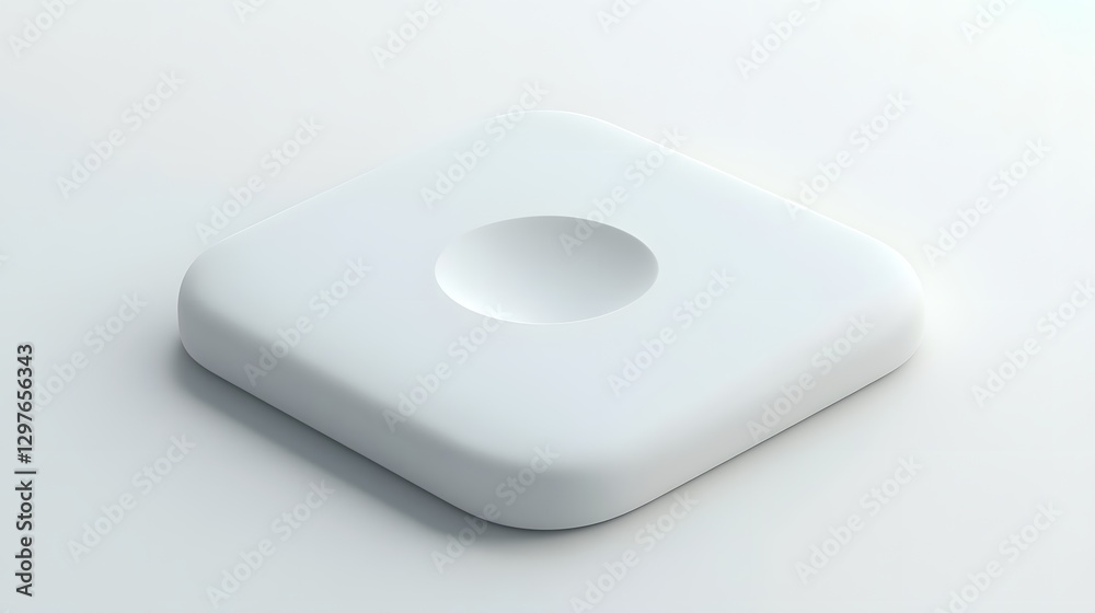 Poster Minimalistic white object with a circular indentation on a ...