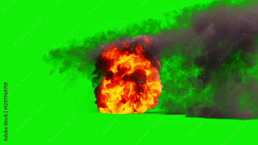 4k. Fire explosion explosion fire bomb smoke explosion animation on ...