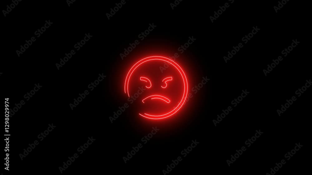 Vidéo Stock ANGRY Face Emoji Neon Background, Animation, Loop, Social ...