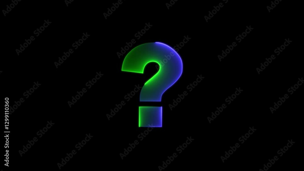 Animated neon glowing questions mark on black background. Moving ...