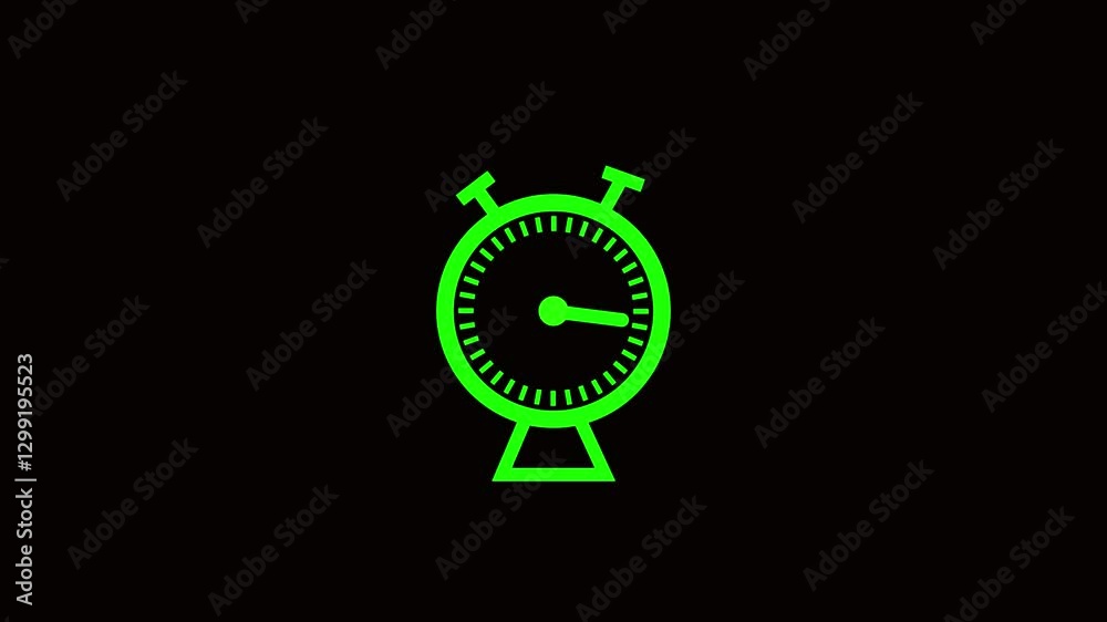 A classic clock icon green color with a circular face, hour and minute ...