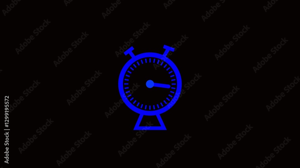 A classic clock icon blue color with a circular face, hour and minute ...