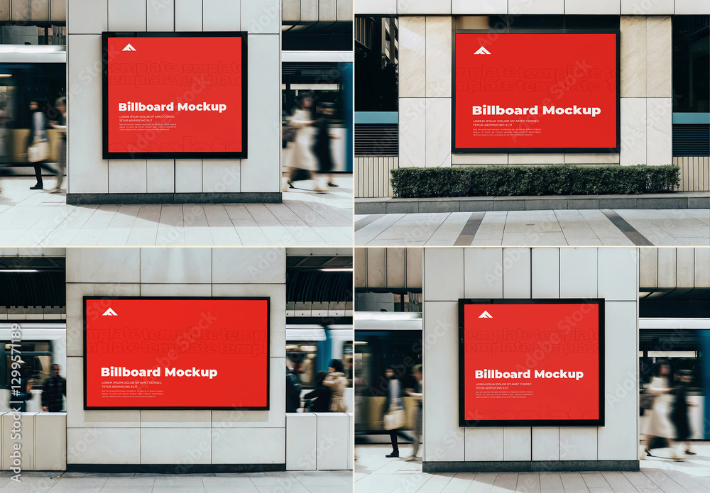 Billboard On Classic Building Mockup Stock Template | Adobe Stock