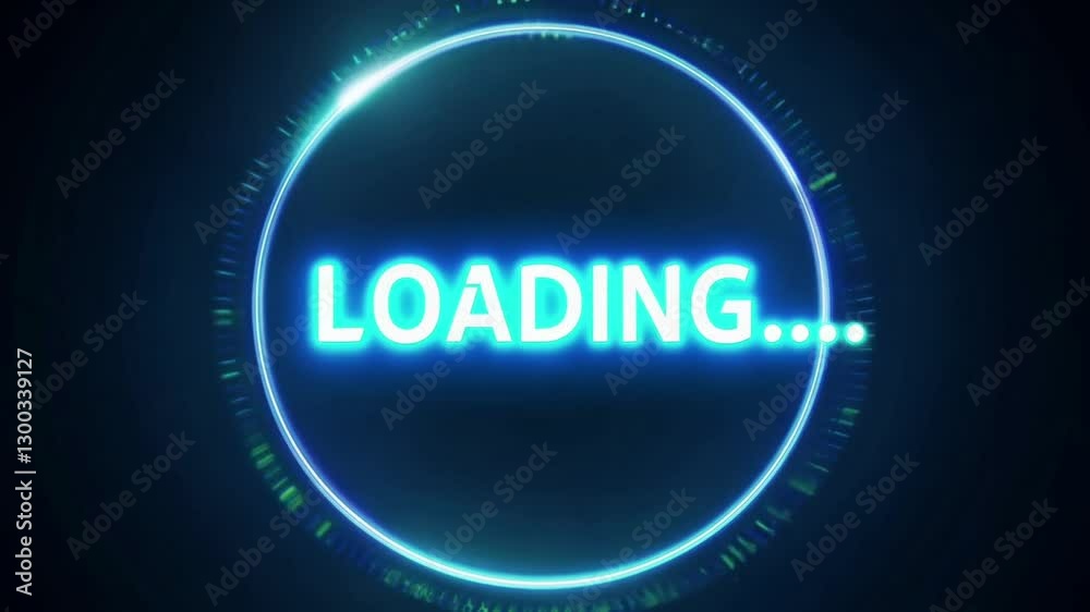 A futuristic glowing blue loading animation with a circular design ...