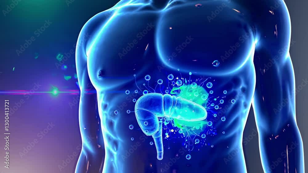 Detailed 3D X-Ray of the Pancreas in Human Body, Medical Animation ...