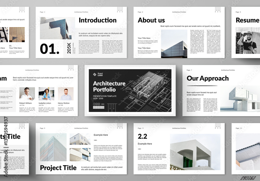 Architecture Portfolio Presentation Template Design Layout Stock ...