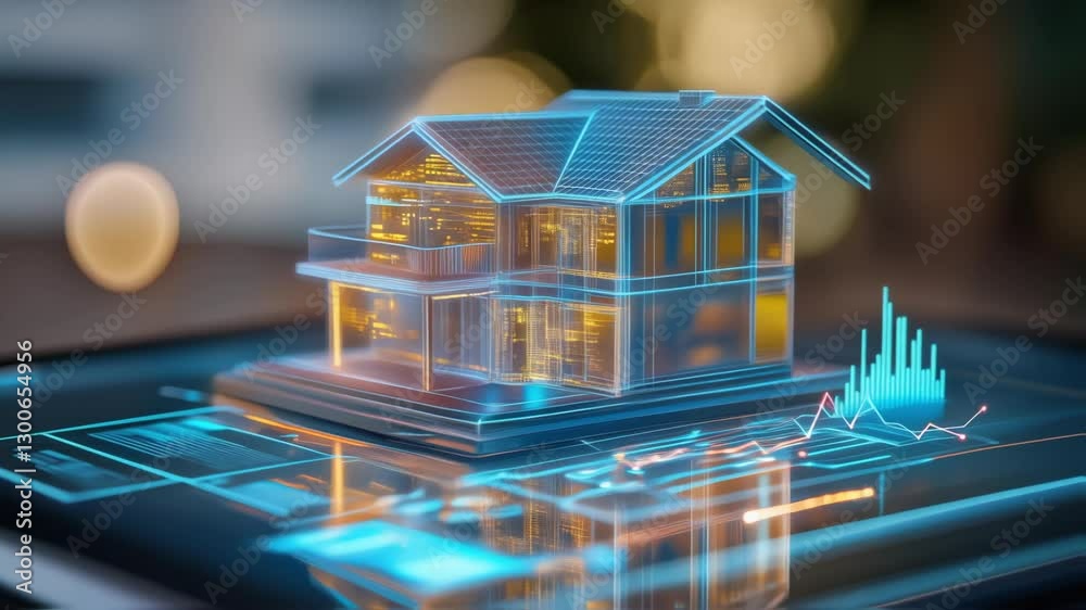 Holographic interface rotating and displaying smart home energy ...