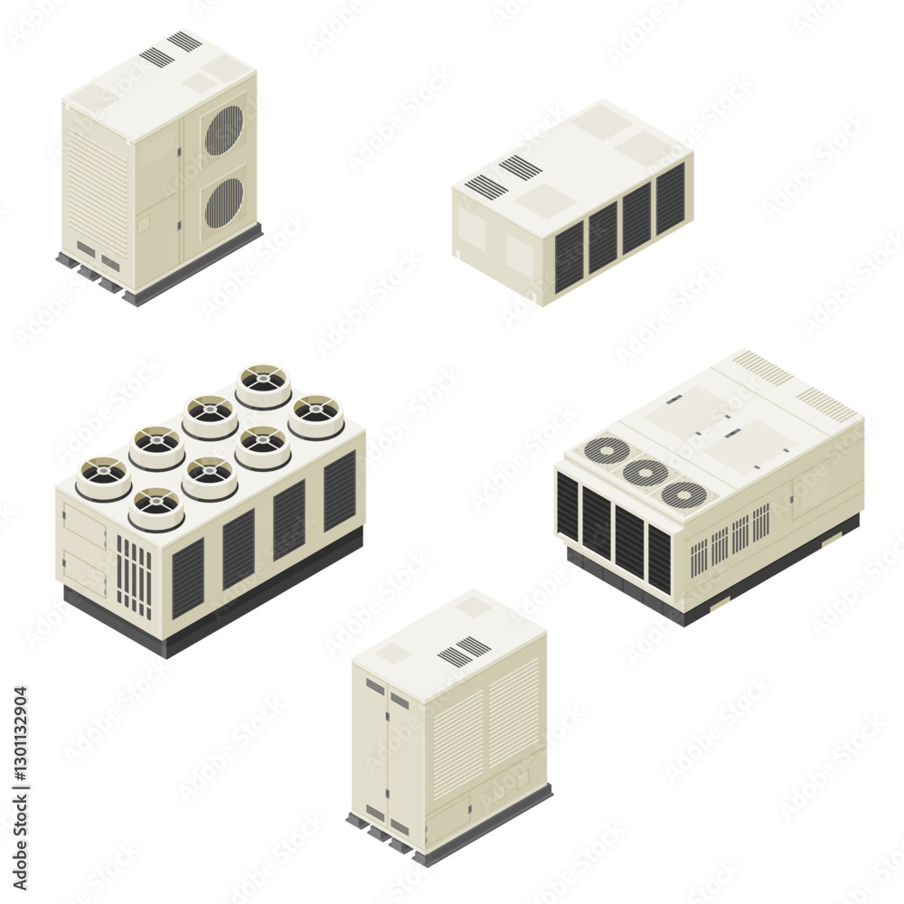 Poster Isometric air conditioners condensing units Chiller, HVAC for ...