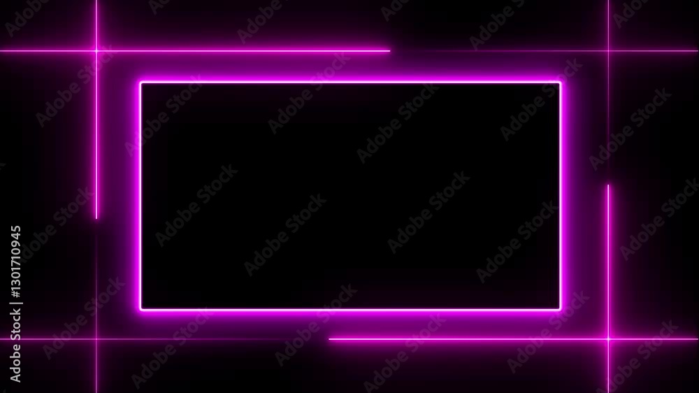 Abstract neon line picture frame background, Rectangular Fire effect ...