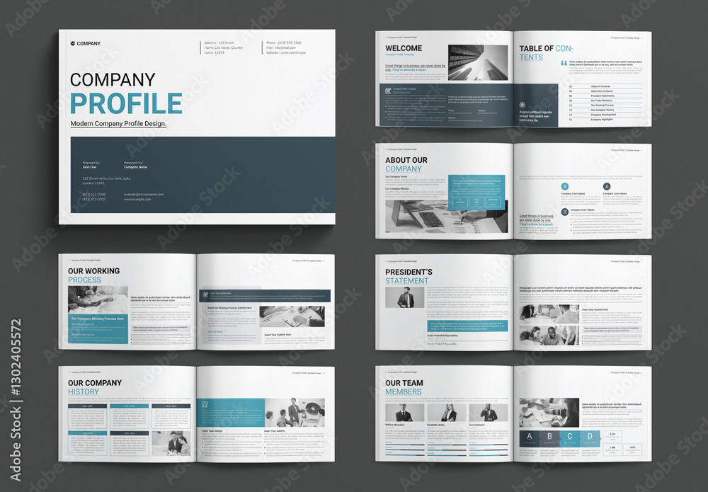 Company Profile Layout Design Template Landscape Stock Template | Adobe ...