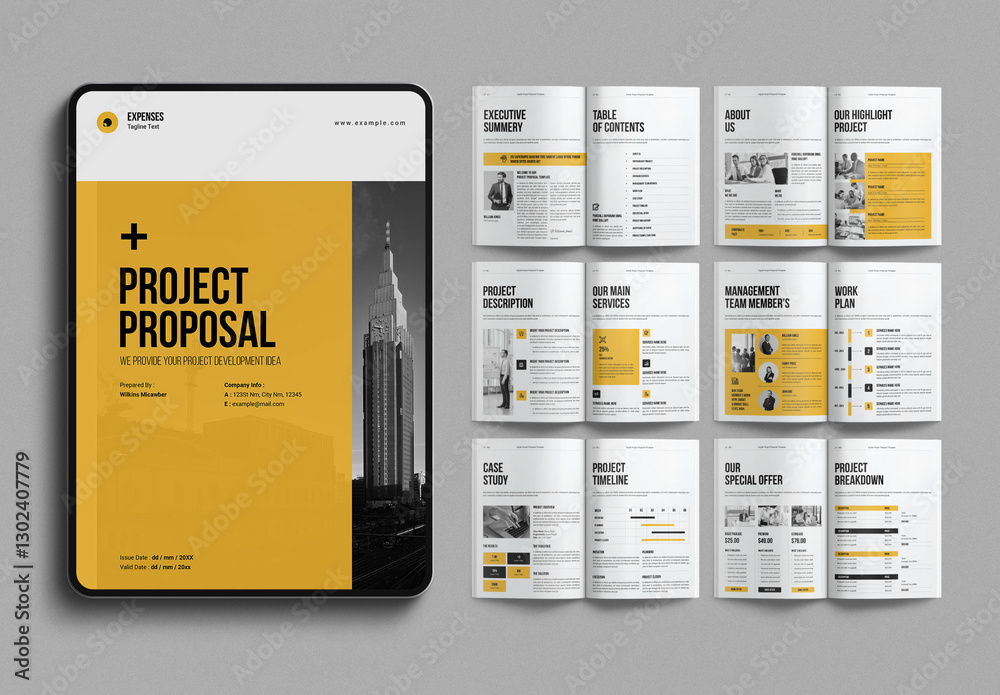 Digital Project Proposal Template Stock Template | Adobe Stock