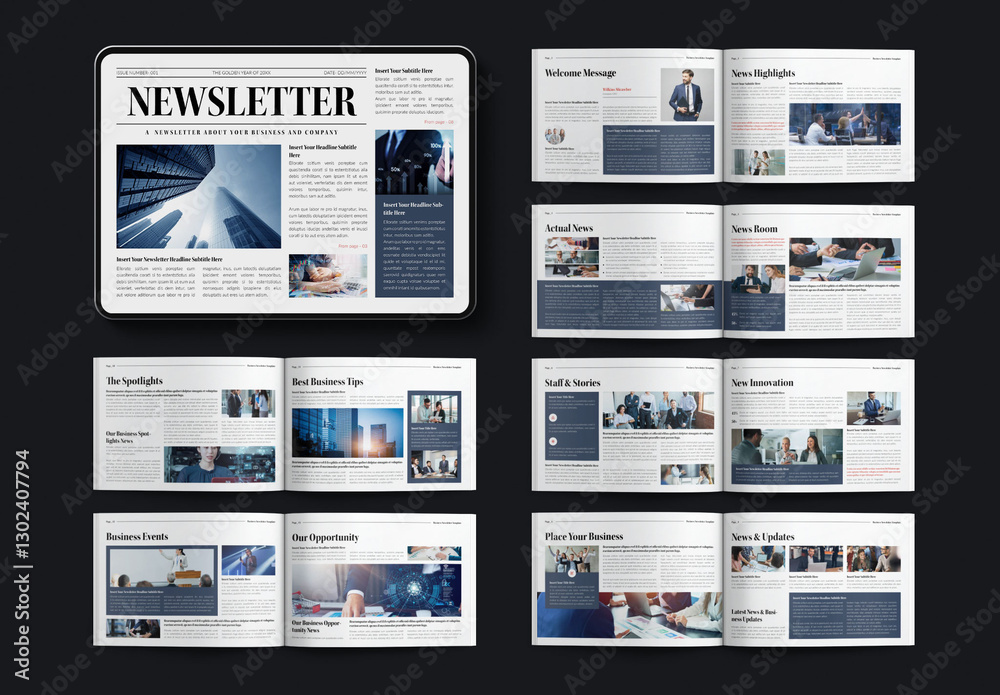 Digital Newsletter Template Landscape Stock Template | Adobe Stock