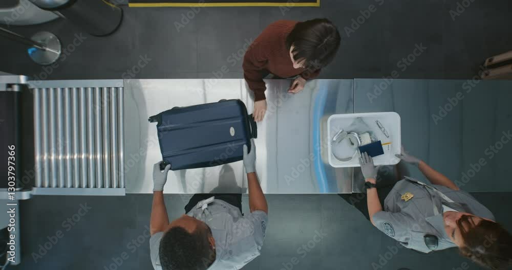 Queue of Diverse People, Passengers Putting Personal Items in Plastic ...