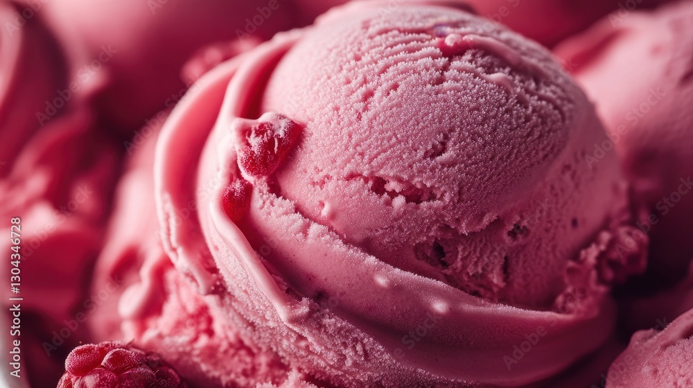 Poster A creamy swirl of ruby red, raspberry ice cream, a symphony of ...