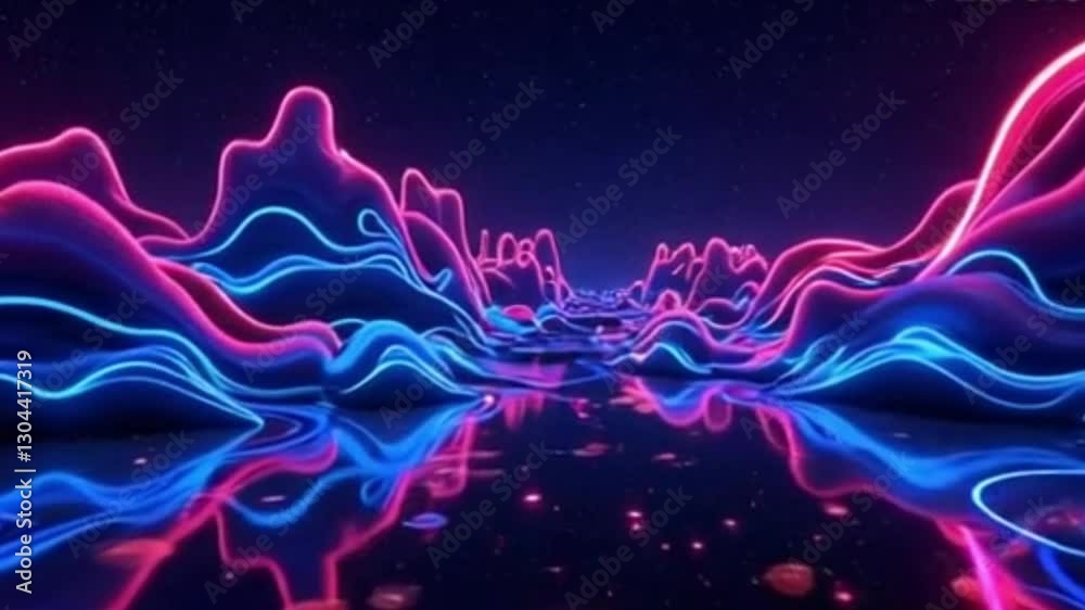 retro abstract motion, seamless looping animation, neon wave pattern ...