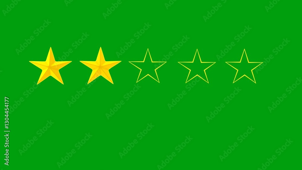 2 star rating animation on green screen background. Product Quality ...