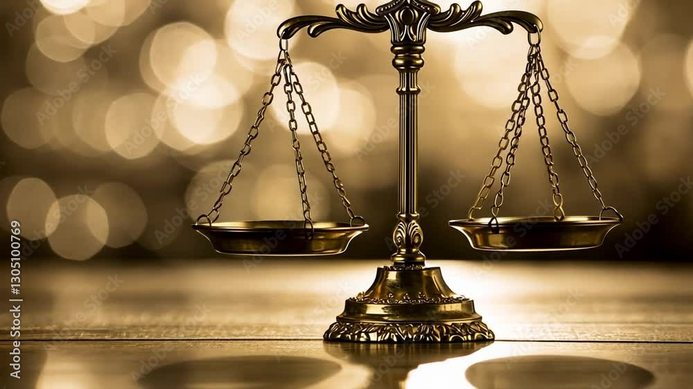 Elegant golden scales of justice symbol on bokeh background for fair judgment Stock 비디오 | Adobe ...