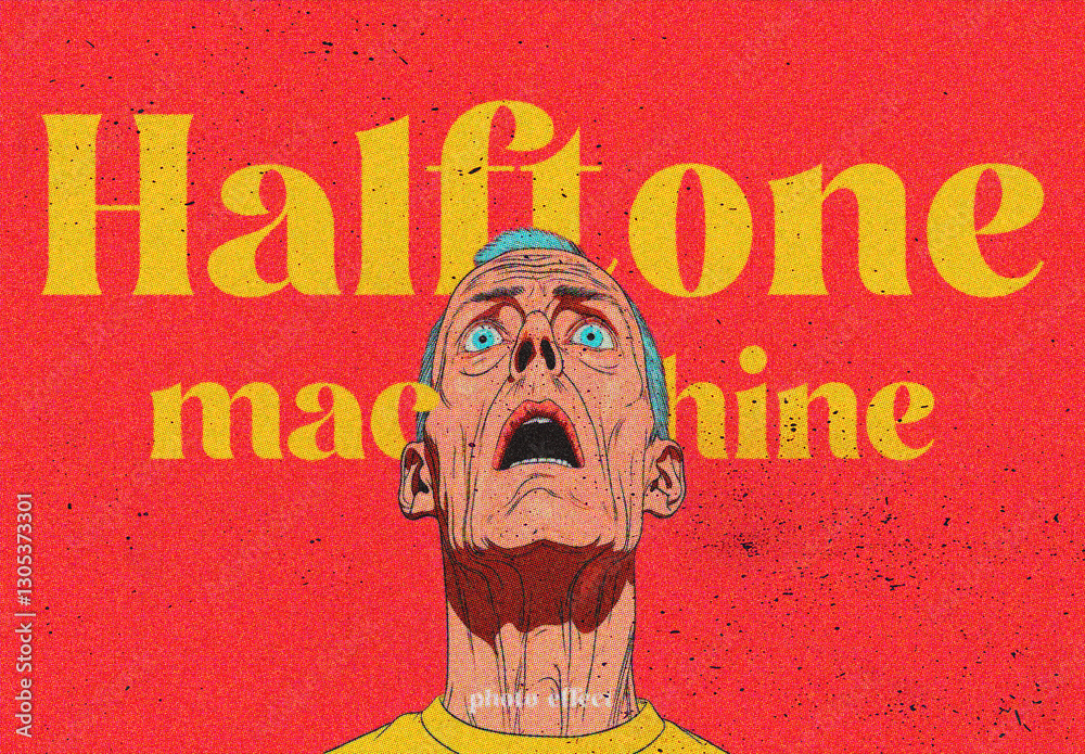 Magazine Halftone Machine Photo Effect Stock Template | Adobe Stock
