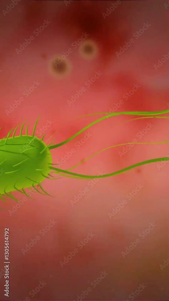 Helicobacter Pylori - 3D animation of the Helicobacter pylori or H ...