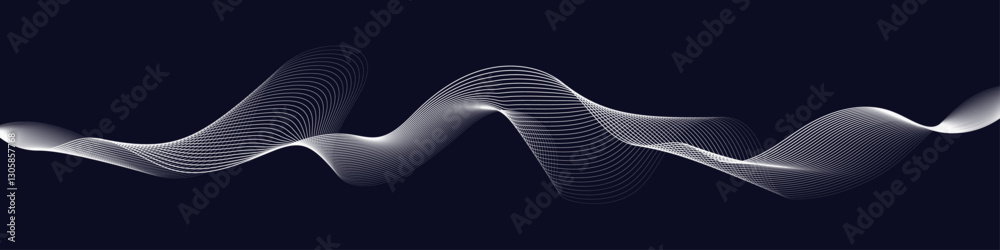 Poster Abstract dynamic wave pattern, white gradient lines with modern tech design, futuristic ...