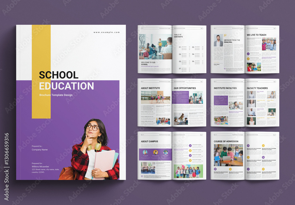 School Education Brochure Layout Design Template Stock Template | Adobe ...