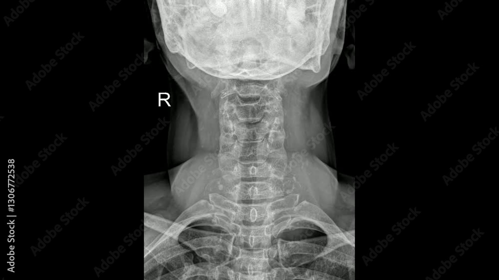Neck AP X-Ray Showing Cervical Spine Alignment and Vertebral Structure ...