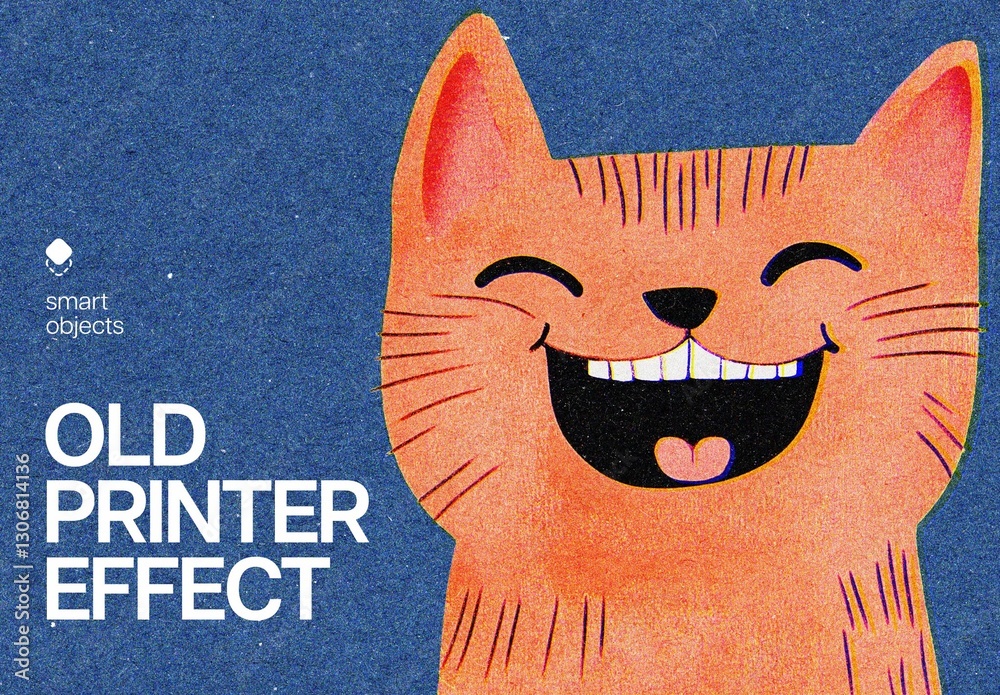 Old Printer Effect Mockup Stock 템플릿 | Adobe Stock