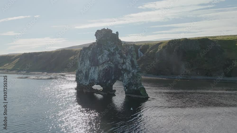 Aerial Footage Of Hvitserkur, The Iconic Basalt Rock Stack In Northwest ...