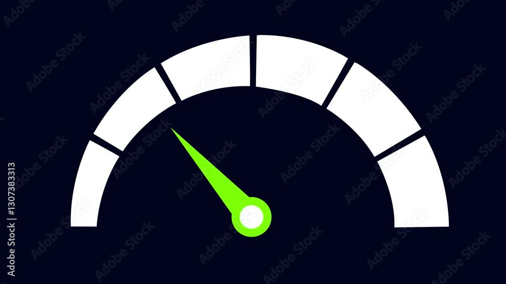 Speedometer icon animation with technology background. tachometer low ...