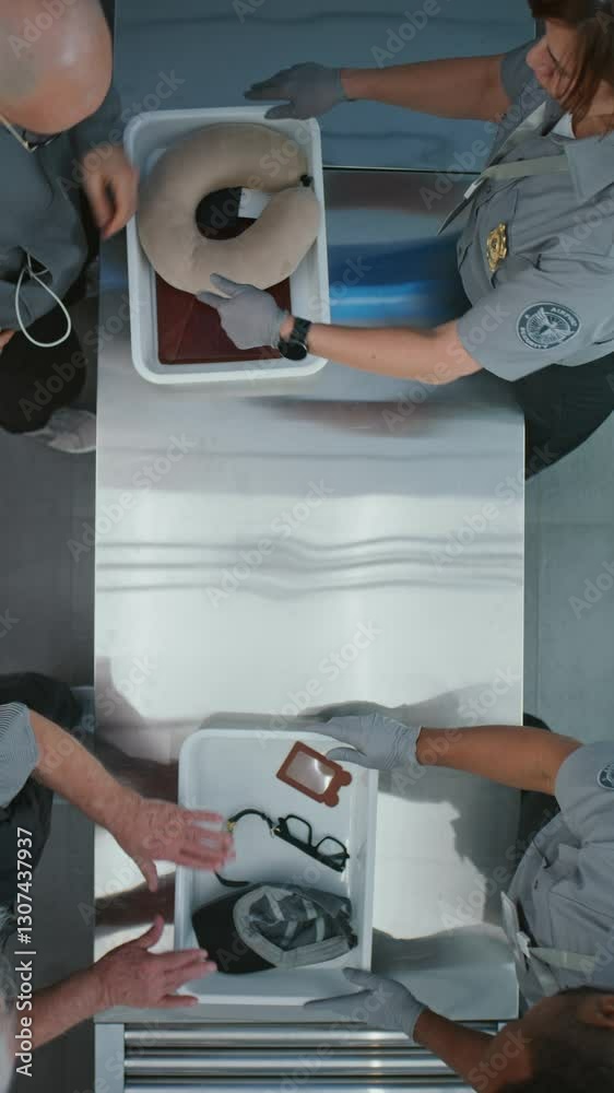 Stockvideo Diverse Tourists Putting Personal Items in Trays for X-ray ...