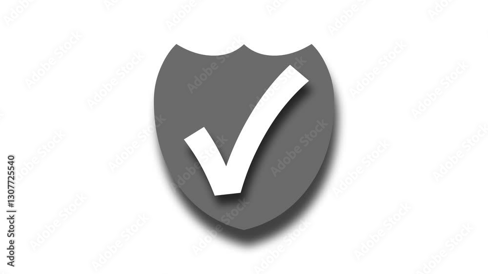 3d security check mark icon animation on white background, check mark ...
