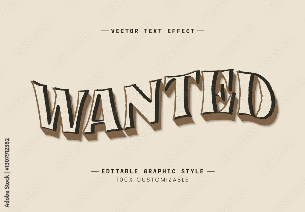 Beige and Brown Western Wanted Poster Text Effect Stock Template ...