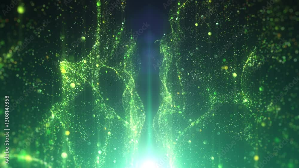 Green Particle Lights Background Green particle lights background with ...